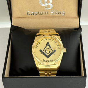 Gold Tone Masonic Men's Watch - Wholesale Masonic Watches