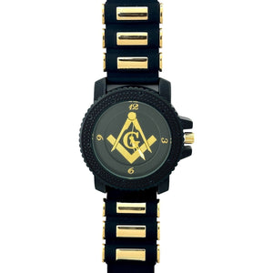 Stylish Black & Gold Masonic Men's Watch - Wholesale Masonic Watches