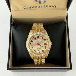 Men's Gold Tone Stainless Steel | Busted Iced Out Watch | CNC setting