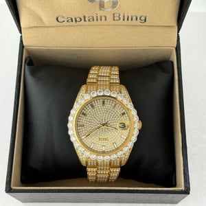 Captain Bling Men's Gold Stainless Steel | Busted Iced Out Watch | CNC