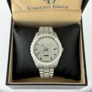 Captain Bling Men's Silver Stainless Steel | Busted Iced Out Watch | C