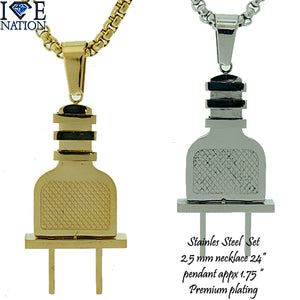 Wholesale Stainless Steel Gold Tone Power Plug Set