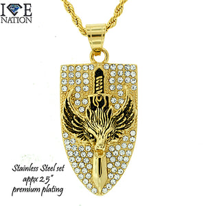 Gold Tone Shield Stainless Steel Set STSET465