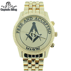 Gold Tone Masonic Men's Watch - Wholesale Masonic Watches